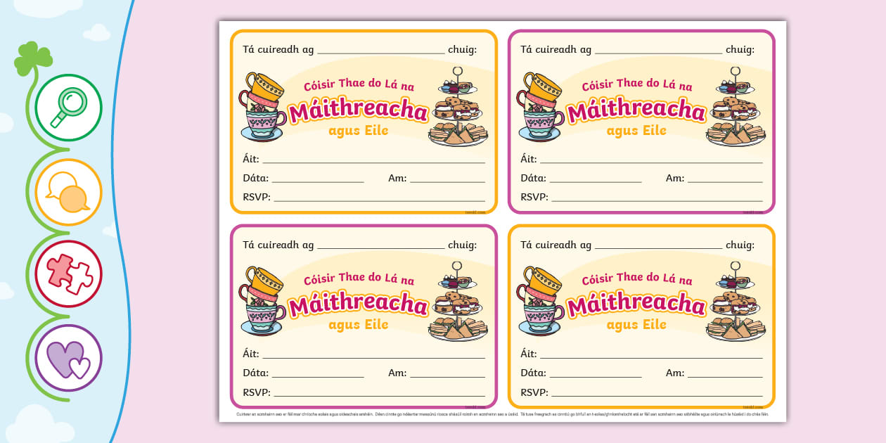 Cuireadh chuig cóisir thae (teacher made) - Twinkl