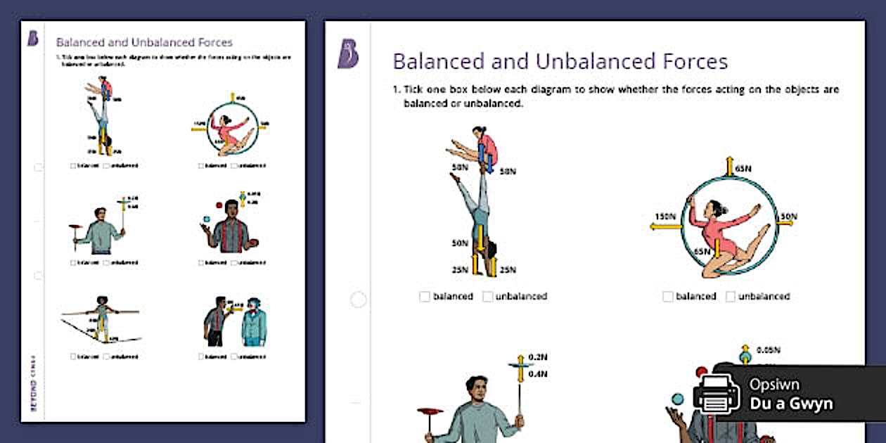 Beyond Cymru: Balanced Forces Worksheets (teacher made)