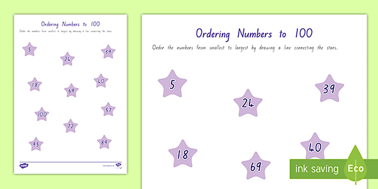 Ordering Numbers to 100- Stars (teacher made) - Twinkl