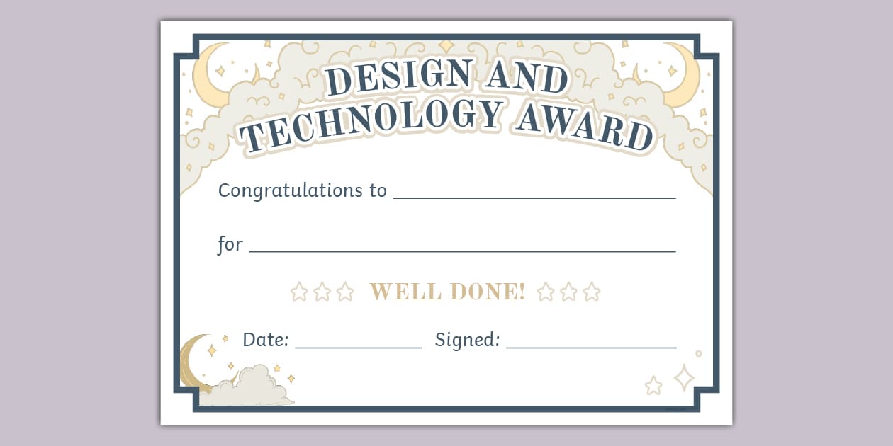 Celestial-Themed DT Award Certificate (l'enseignant a fait)