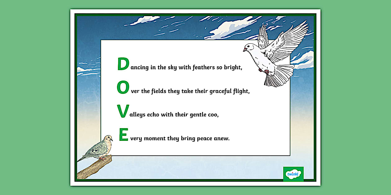 Doves Acrostic Poem Example and Template (teacher made)