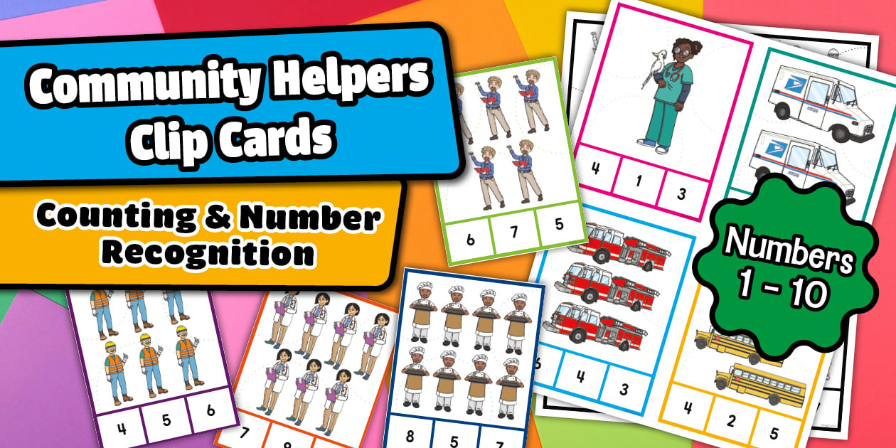 Community Helper Counting to 10 Clip Cards (teacher made)