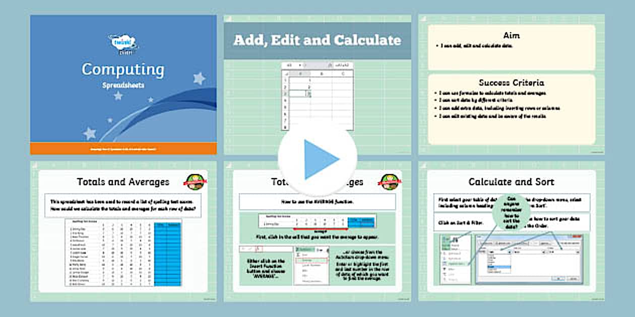 Computing: Excel Spreadsheets: Add Edit and Calculate Year 6 Lesson Pack 3
