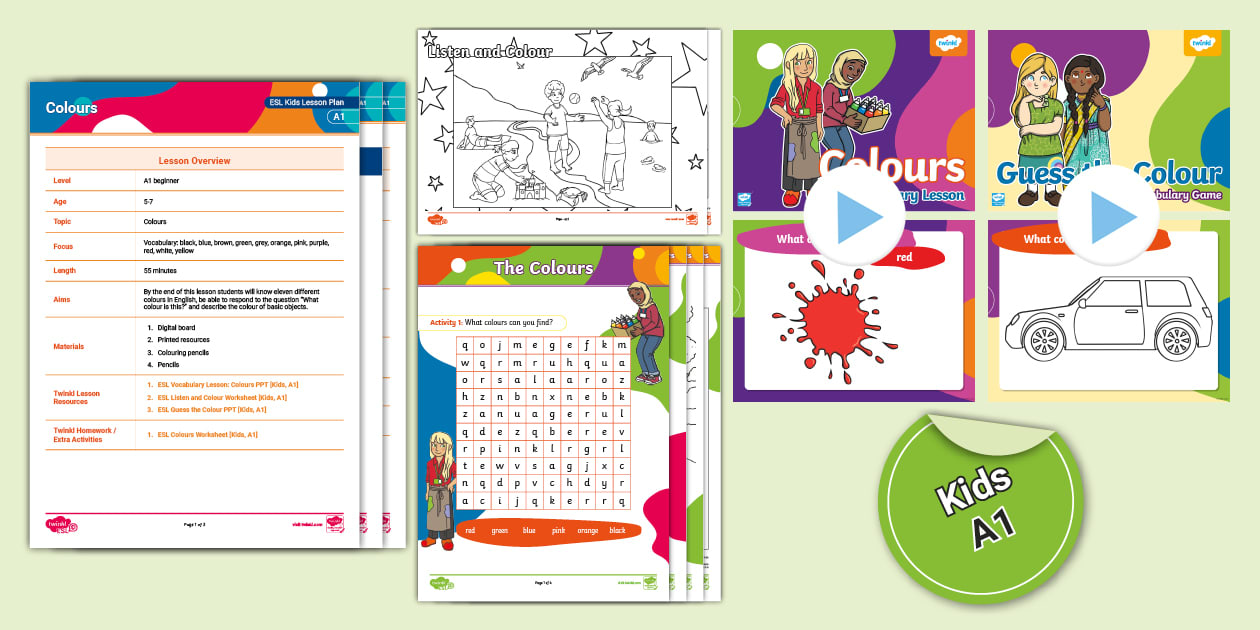 Twinkl ESL Colours Lesson Plan (teacher made) - Twinkl