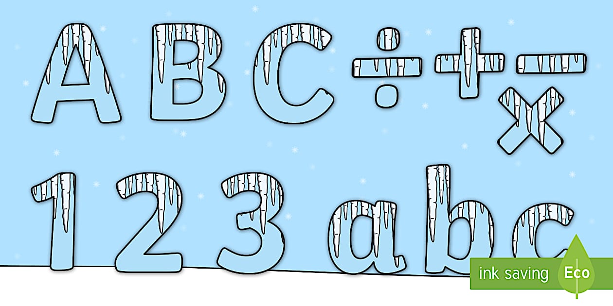 Cursive Blue Icicle Ice Themed Display Lettering - Twinkl