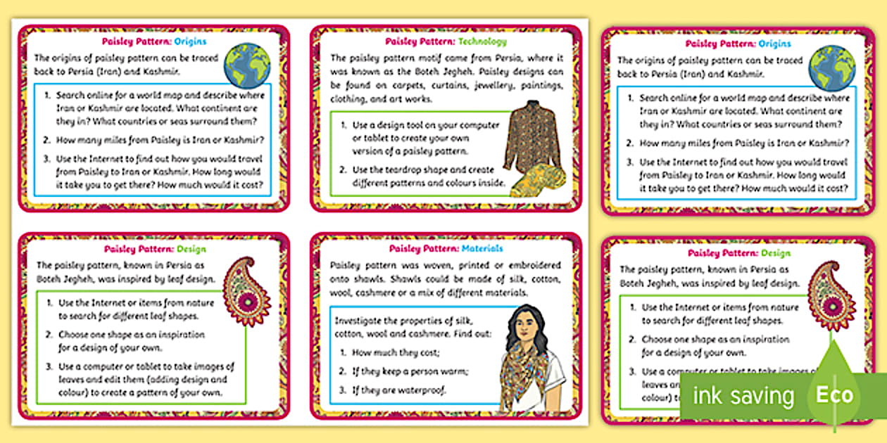 Paisley Pattern Technologies Challenge Cards (teacher made)