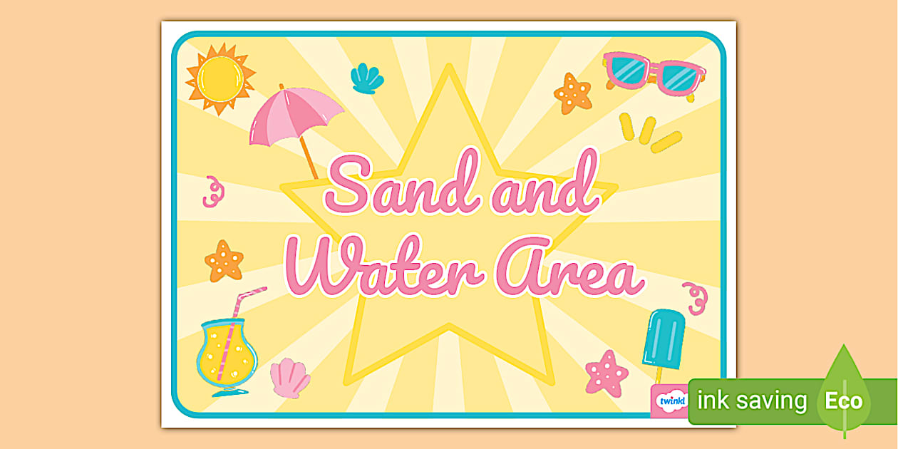Summer Vibes Sand and Water Area Display Poster - Twinkl