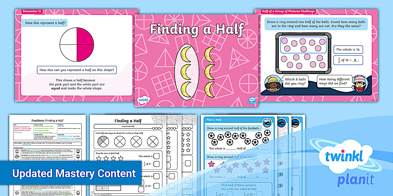 👉 Year 2 Fractions Finding a Half PlanIt Maths Lesson 3