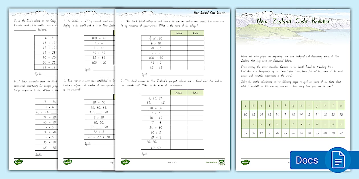 New Zealand Printable Code Breaker Worksheets - Twinkl