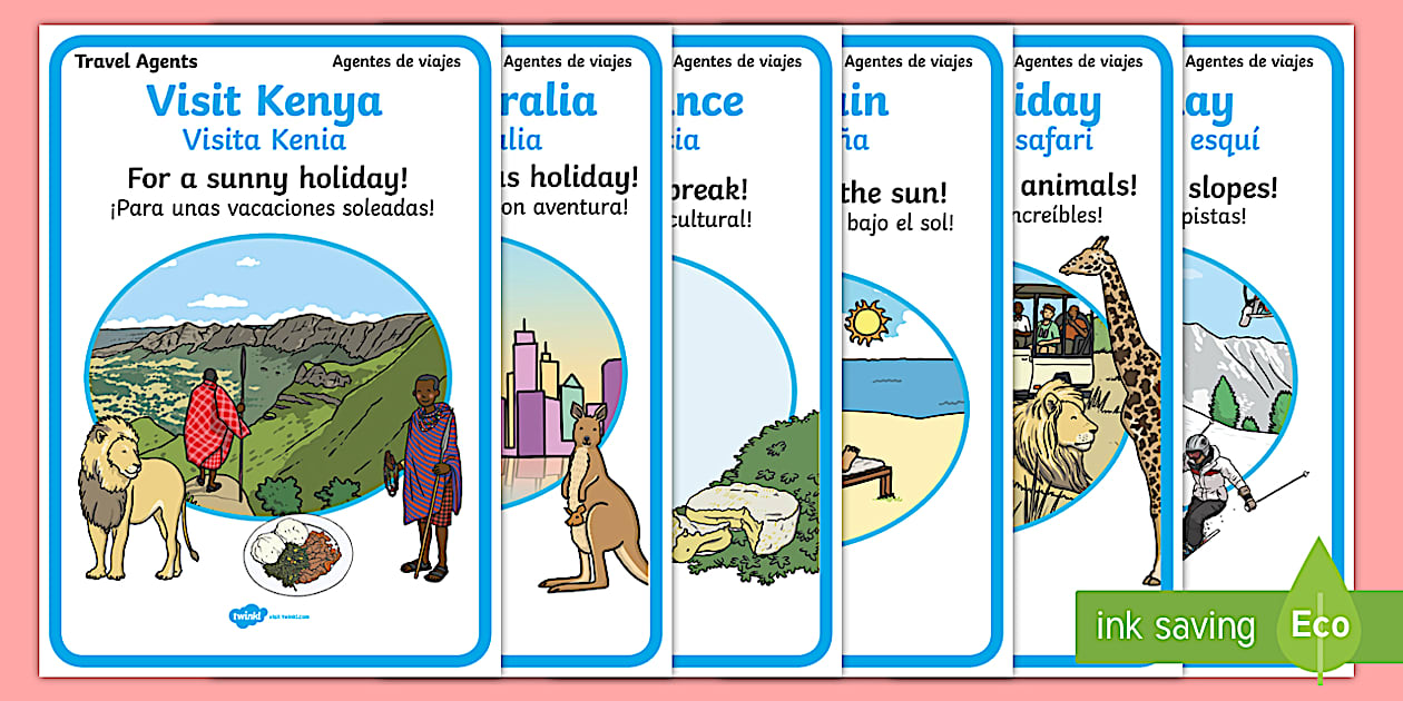 Travel Agents Advertising Display Poster - English / Spanish - Travel ...
