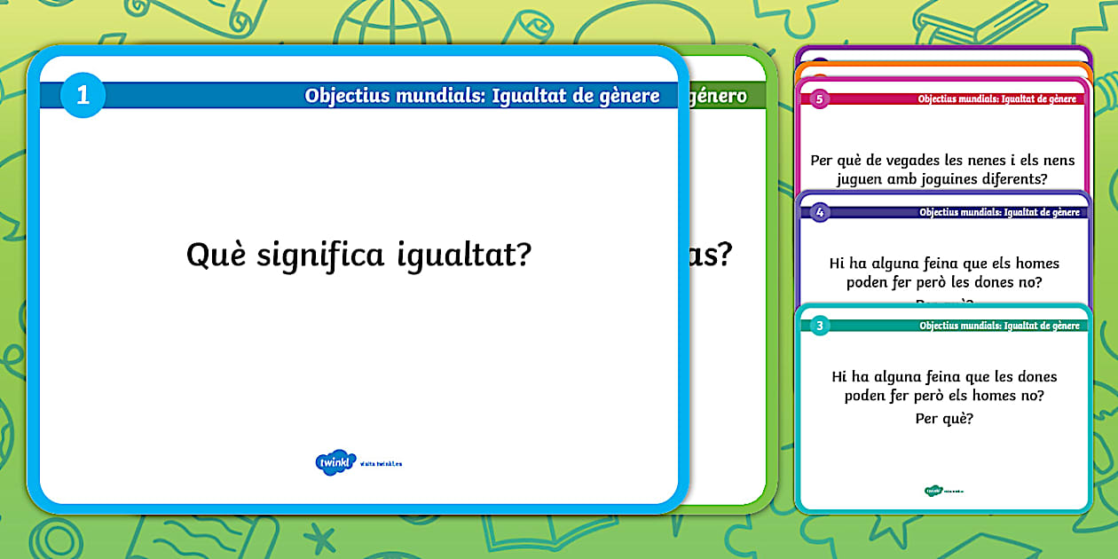 Targetes de preguntes: Igualtat de gènere - Objectius mundials - Català