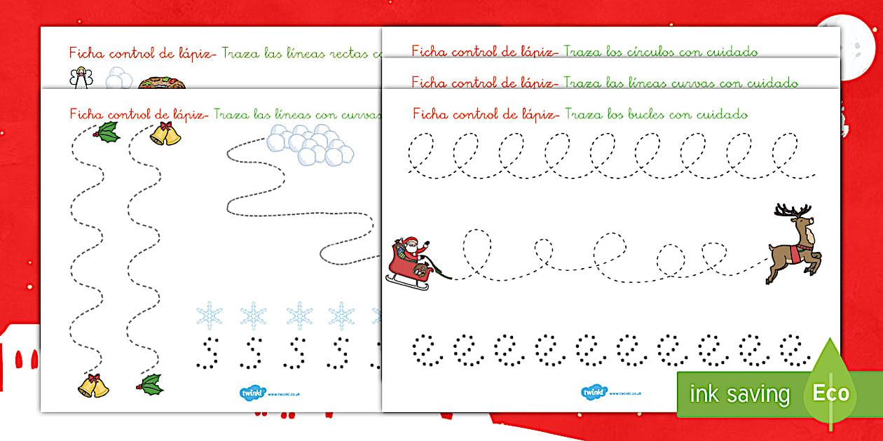 Fichas de motricidad fina:Trazo: La Navidad - Twinkl