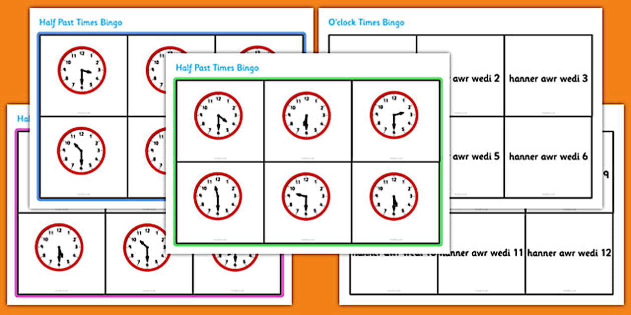 Half Past Times Bingo Welsh (Hecho por educadores) - Twinkl