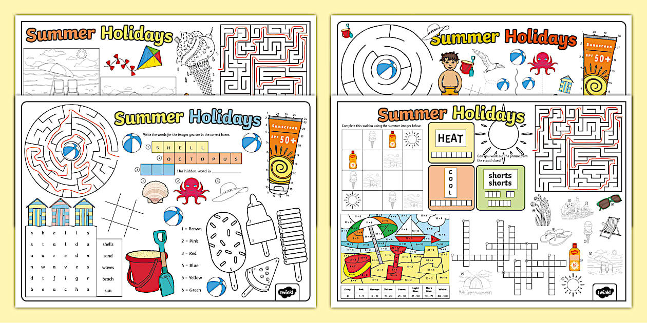 Summer Holidays Activity Mats Mega Pack K-6 (teacher made)