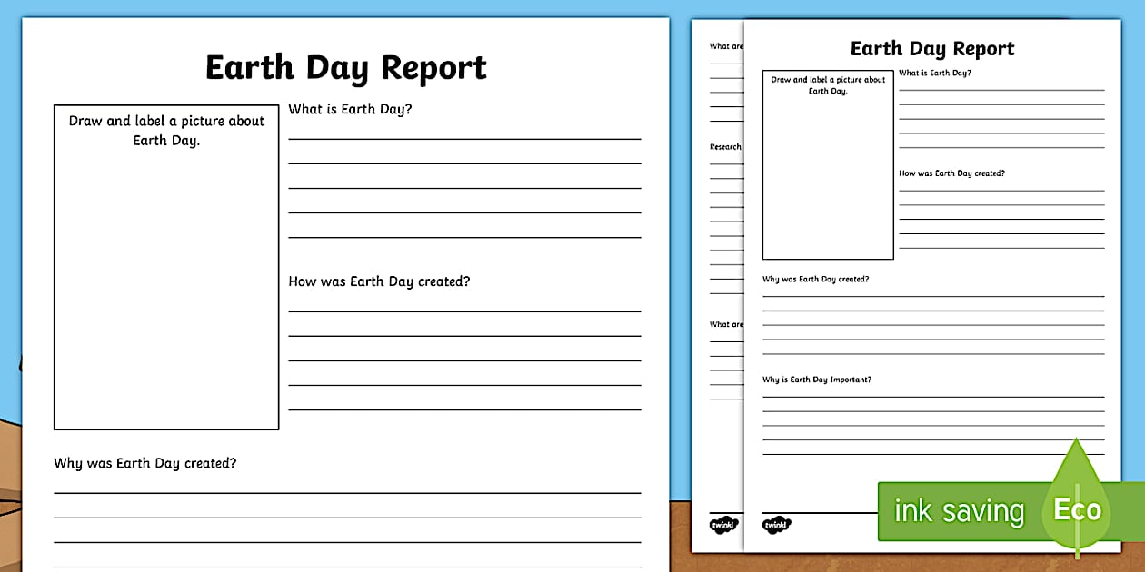 Earth Day Report Writing Worksheet (teacher made) - Twinkl