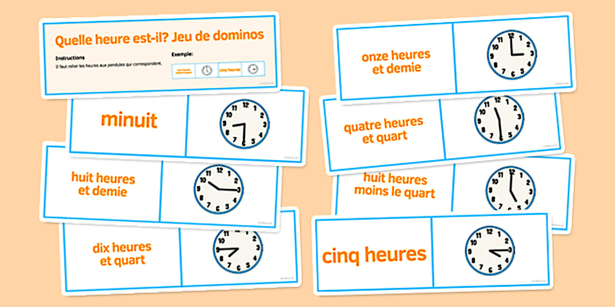 Telling the Time Dominoes French (teacher made) - Twinkl