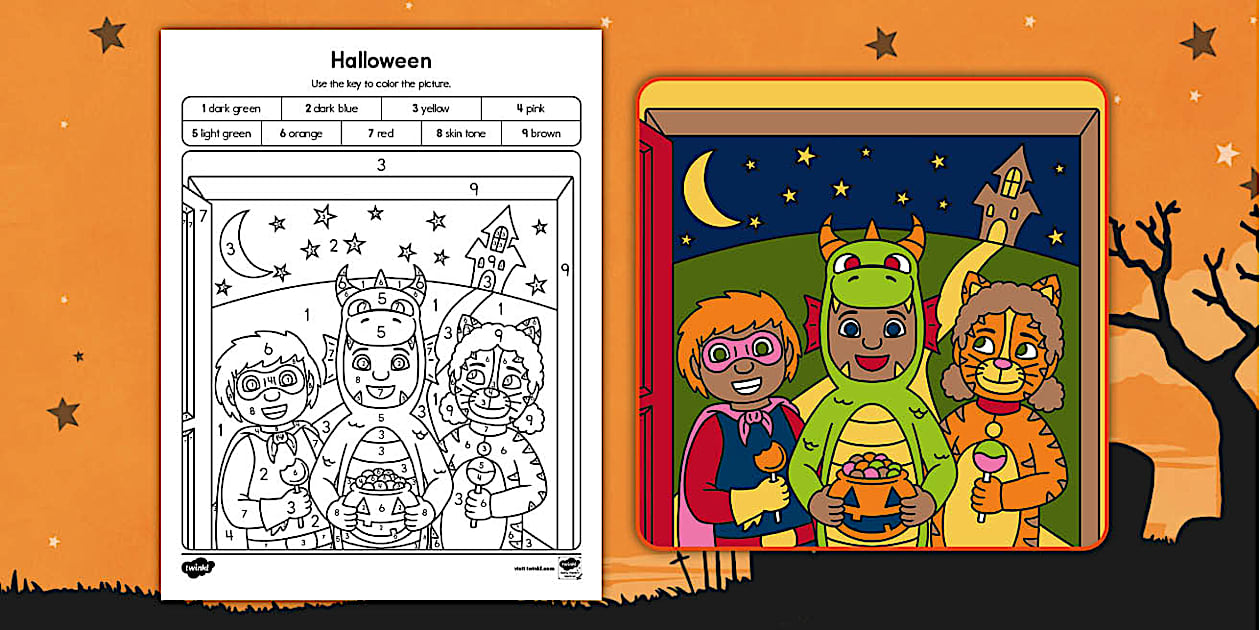 Halloween Color By Number Worksheet | Twinkl (Teacher-Made)