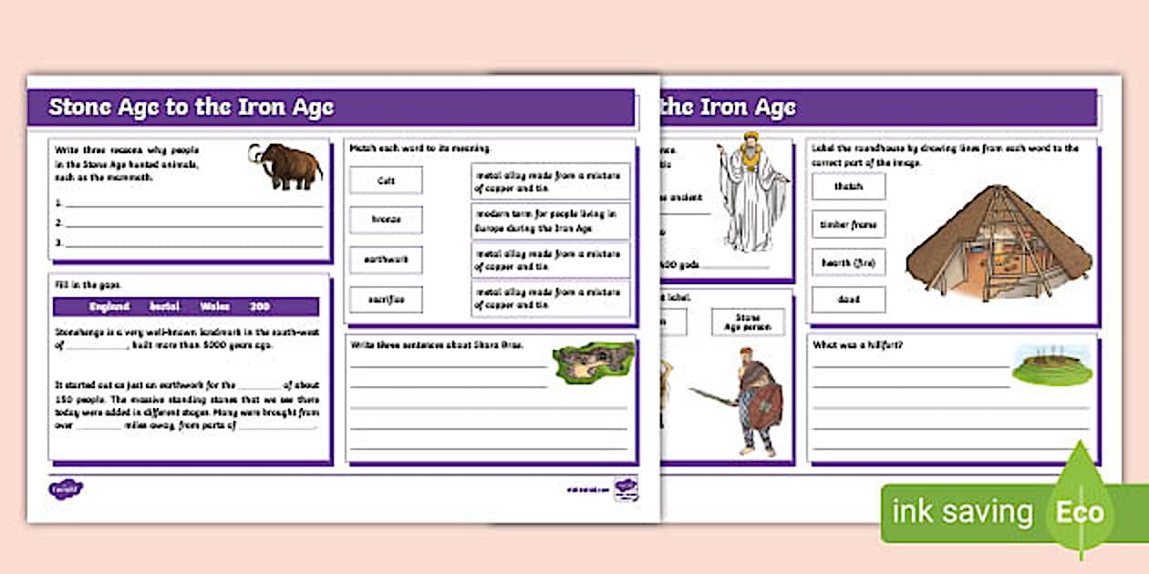KS2 Stone Age to the Iron Age Revision Activity Mat - Twinkl