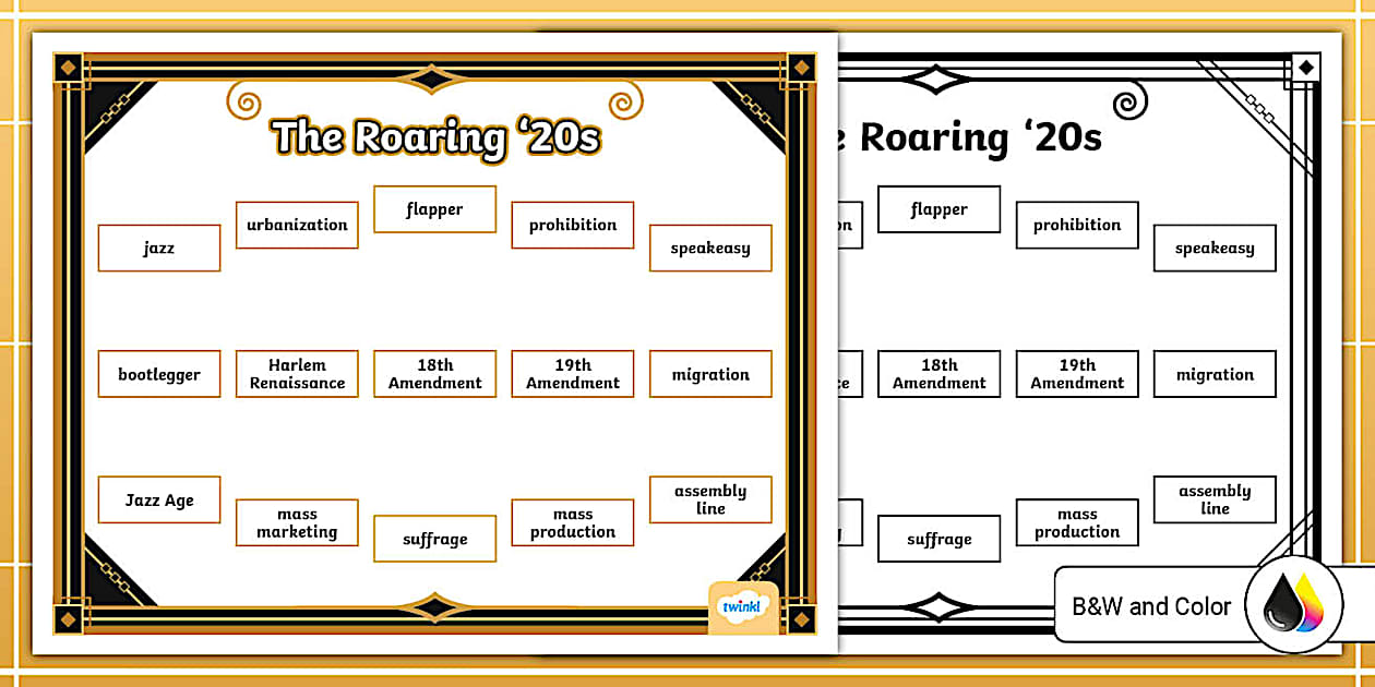 Roaring '20s Vocabulary Mat for 6th-8th Grade (Teacher-Made)
