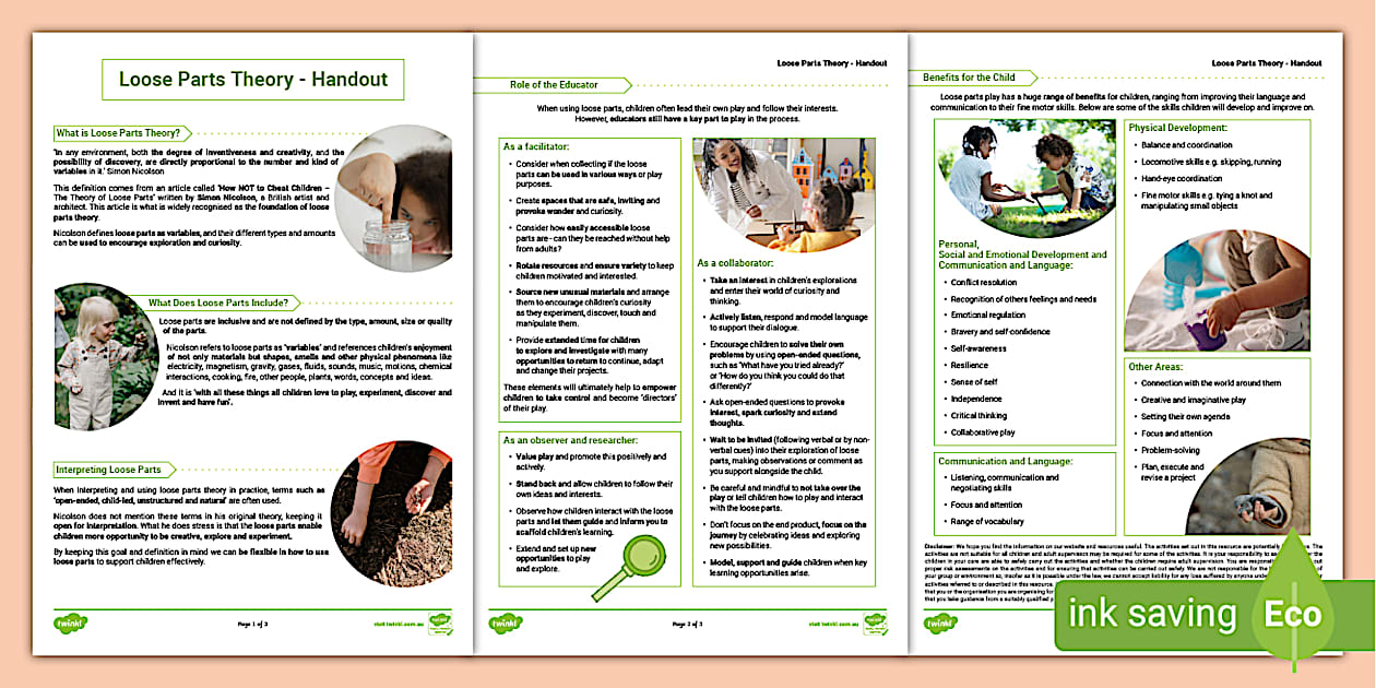 Loose Parts Theory Handout (Teacher-Made) - Twinkl