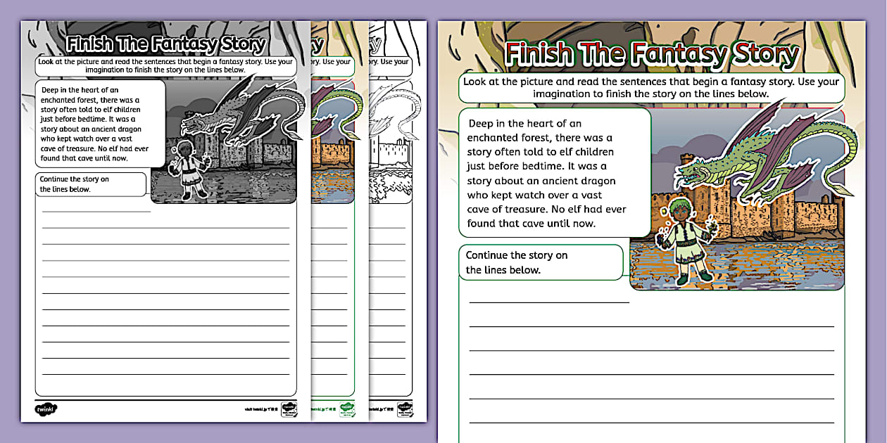 Finish the Fantasy Story Writing Template (teacher made)