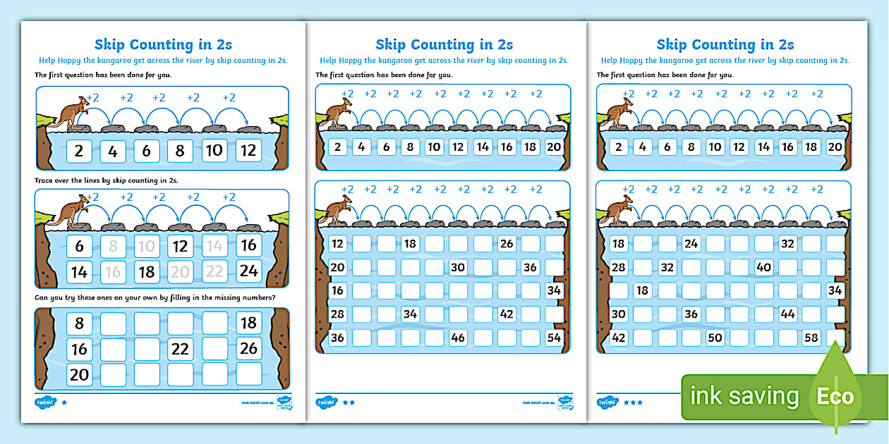 Skip Counting by 2s Worksheet - Twinkl