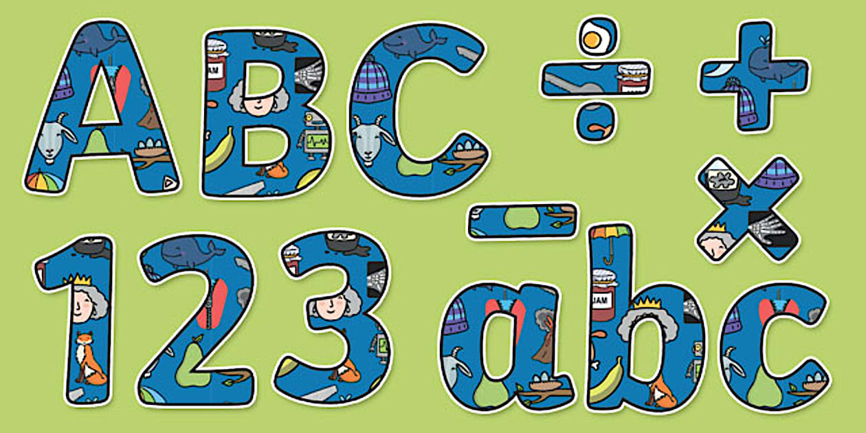 Phase 1 Phonics Display Letters and Numbers Pack - Twinkl