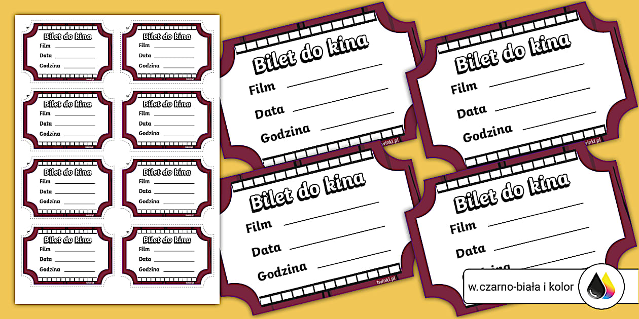 Bilety do kina | Szablony do uzupełnienia | Drama - Twinkl