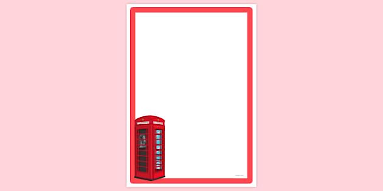 Simple Blank Red Phone Box Page Border | Page Borders