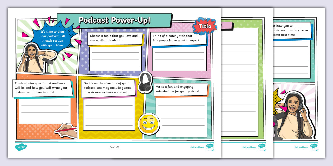 Podcast Planning Template for KS2 Children (teacher made)