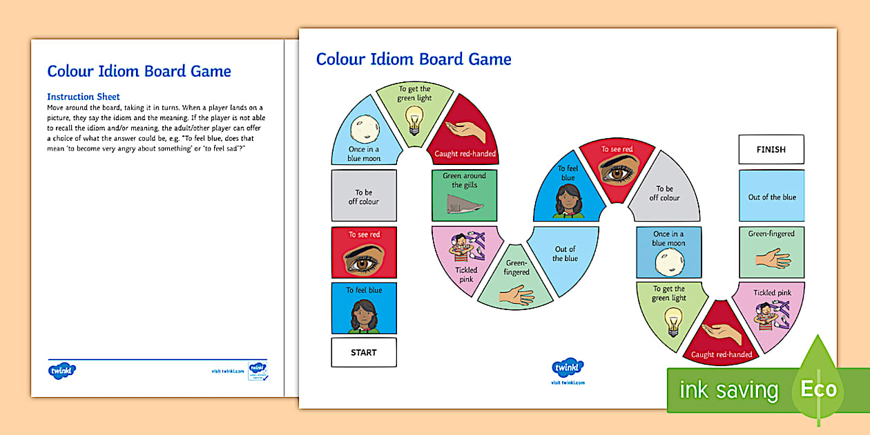 Editable Colour Idiom Board Game (teacher made) - Twinkl