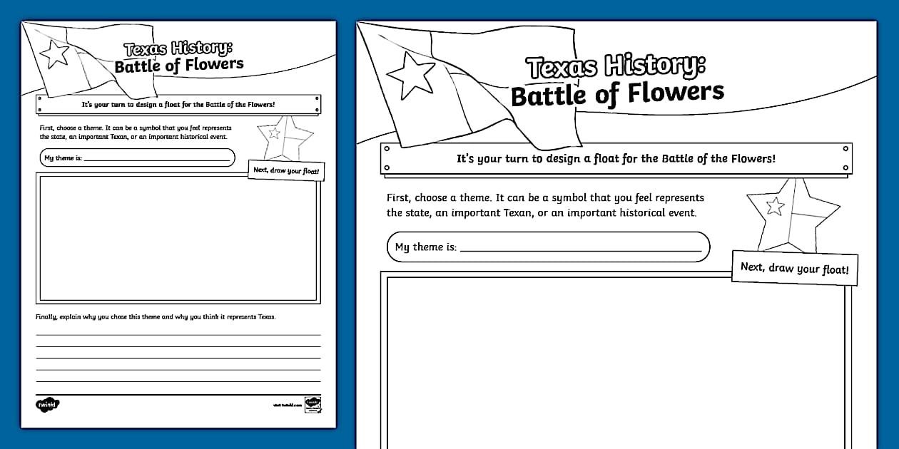 Texas History: Battle of Flowers Worksheet for 3rd-5th Grade