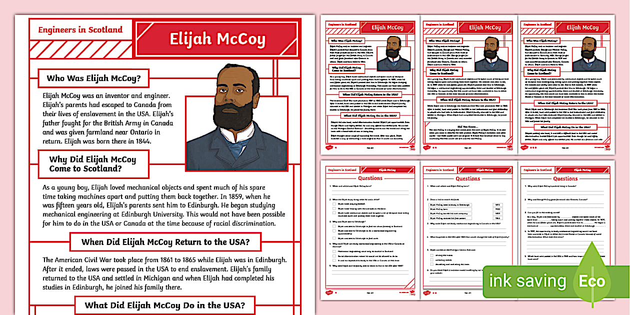 Engineers in Scotland Elijah McCoy Differentiated Reading Comprehension