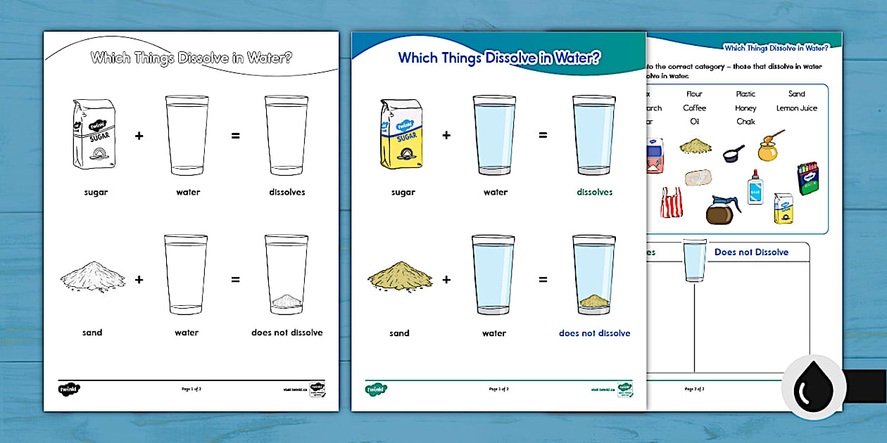Which Things Dissolve in Water? Sorting Activity - Twinkl