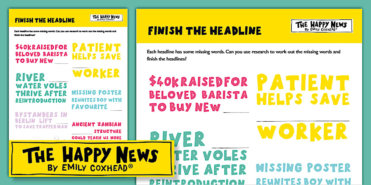 FREE! - Finish the Headline Activity | The Happy Newspaper (32)