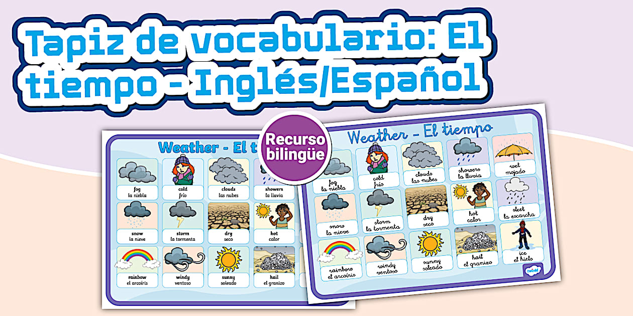 Tapiz de vocabulario: El tiempo - Inglés/Español