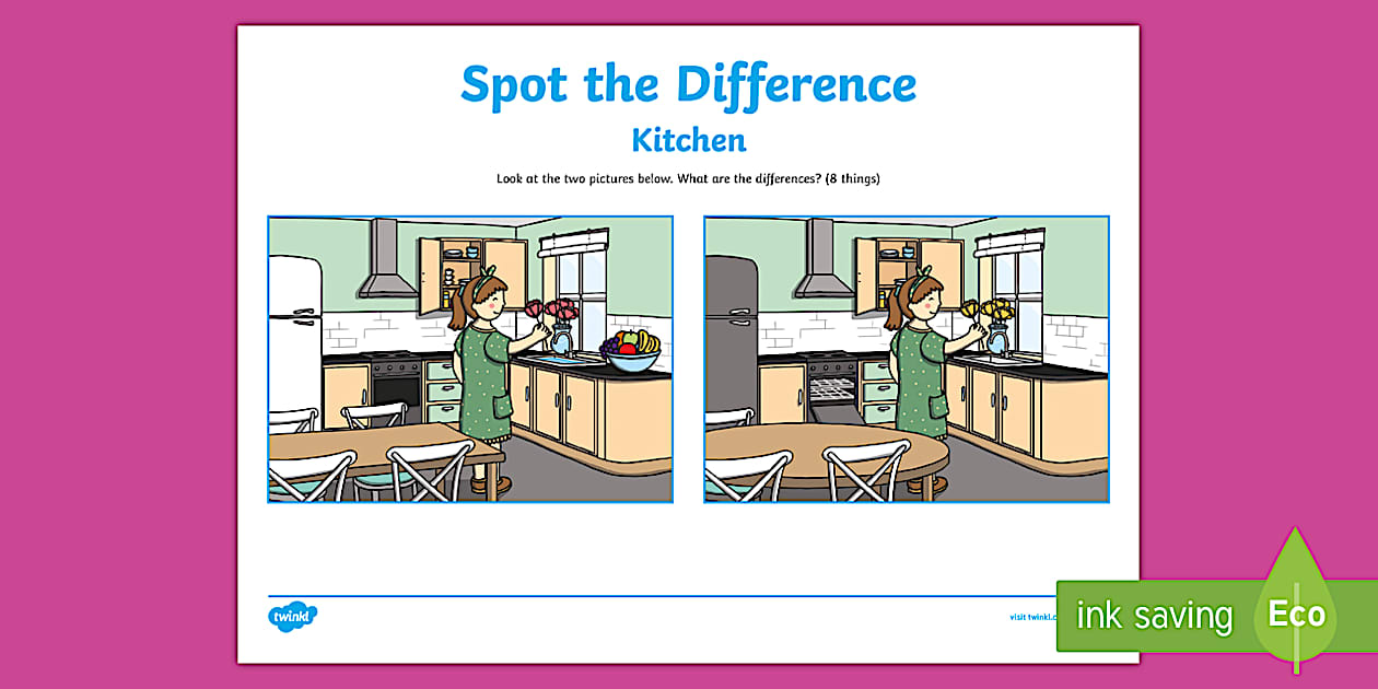 Editable Houses and Homes Spot the Difference - Kitchen Worksheet