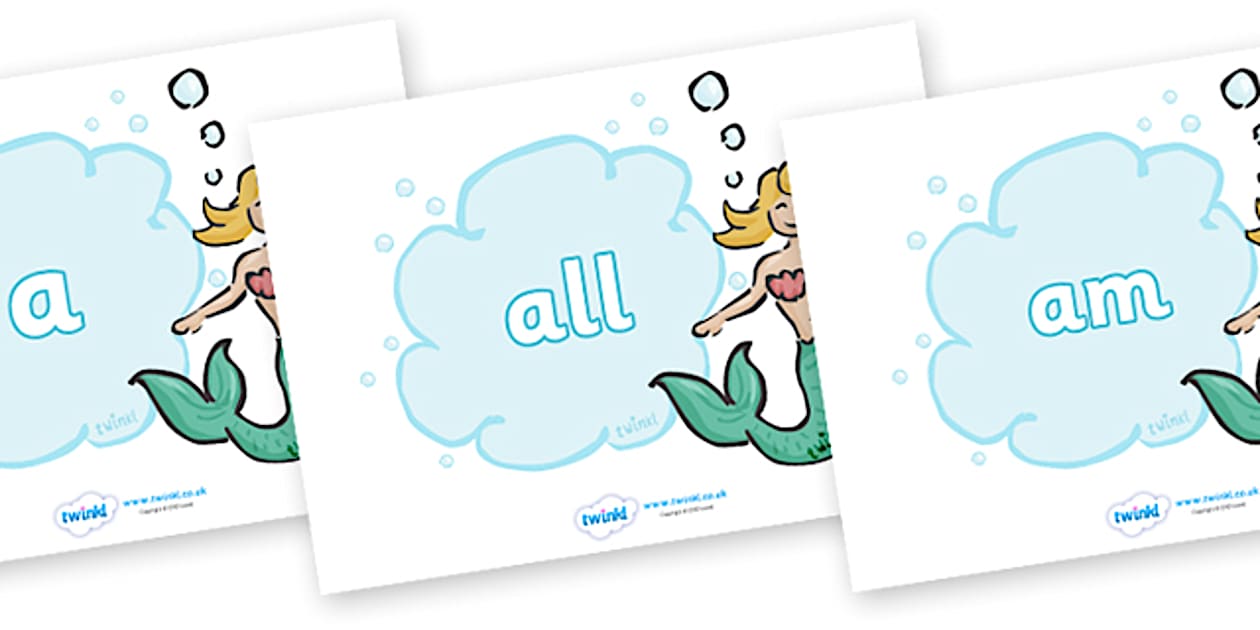 Precursive Foundation Stage 2 Keywords on Mermaids - Twinkl