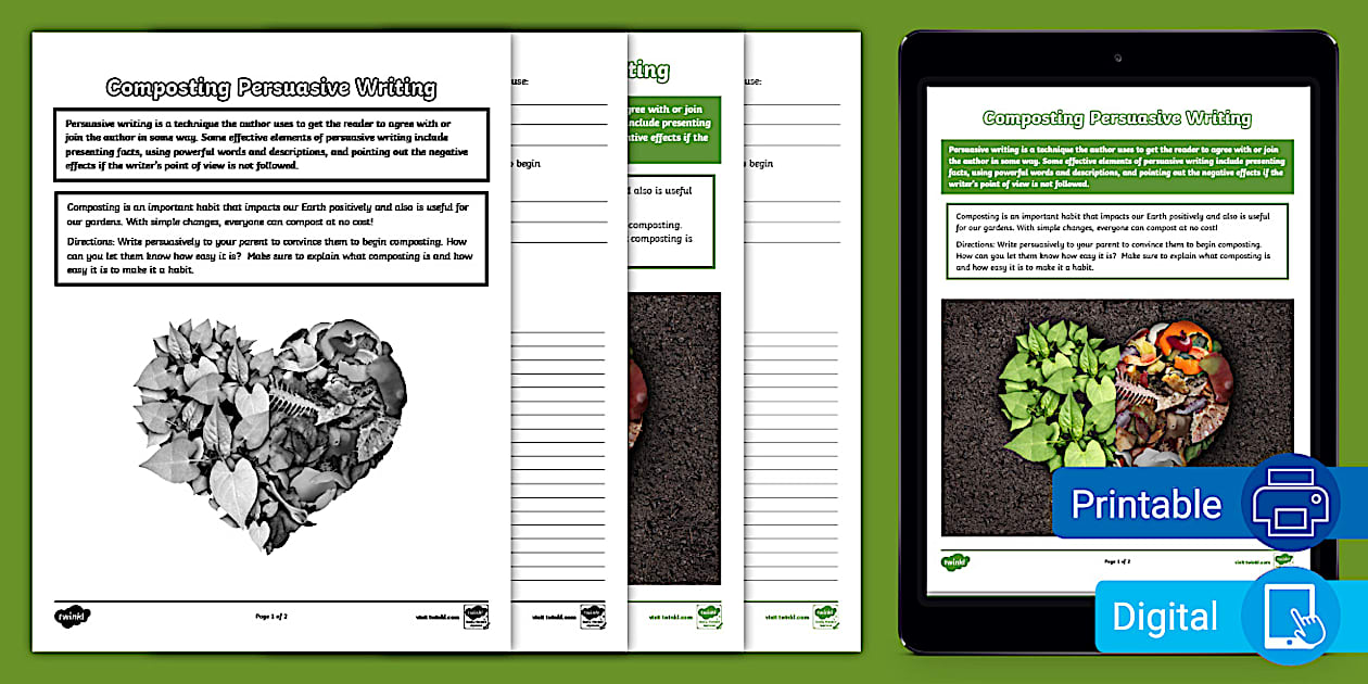 Compost Persuasive Writing Worksheet for Kids | Twinkl USA