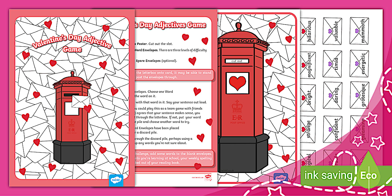 Valentine's Day Adjectives Game (teacher made) - Twinkl