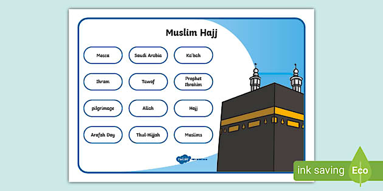 KS1 Muslim Hajj Word Mat (teacher made) - Twinkl