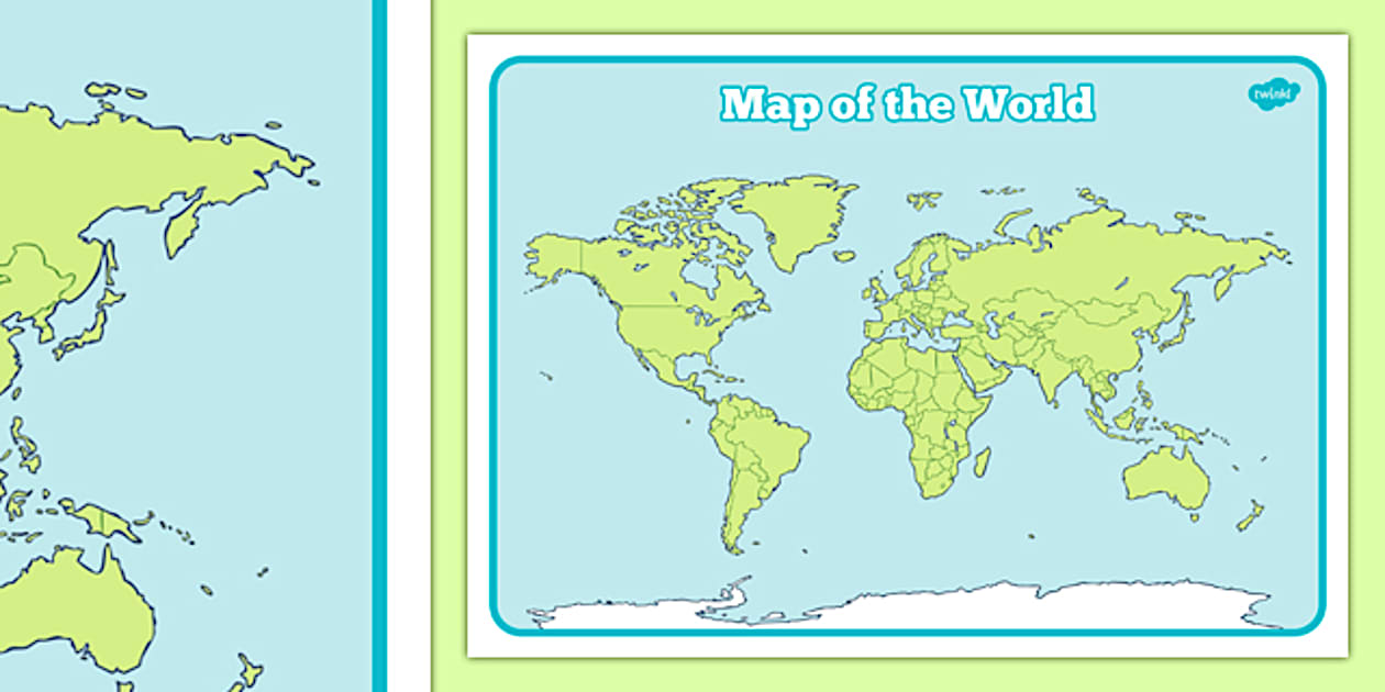 Map Of The World Sheet (Teacher-Made) - Twinkl