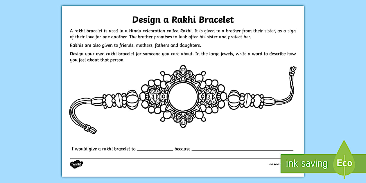 KS1 Design a Rakhi Bracelet Worksheet (teacher made)