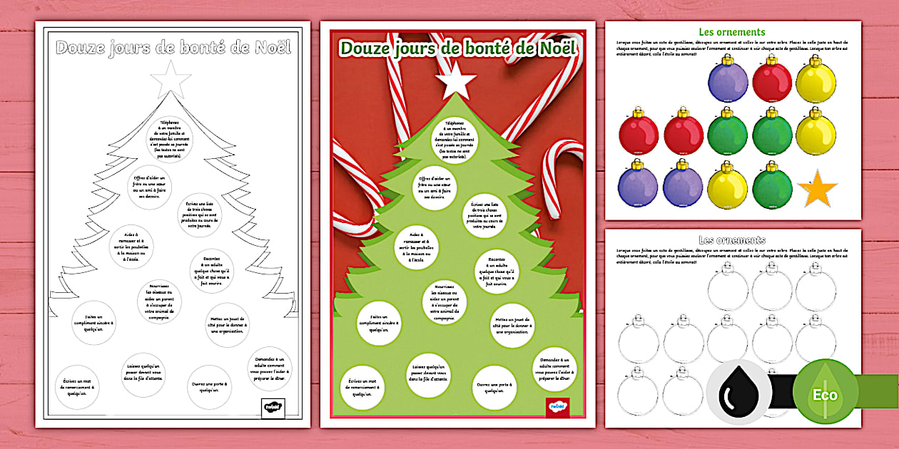 Twelve Days of Christmas Kindness Activity French - Twinkl