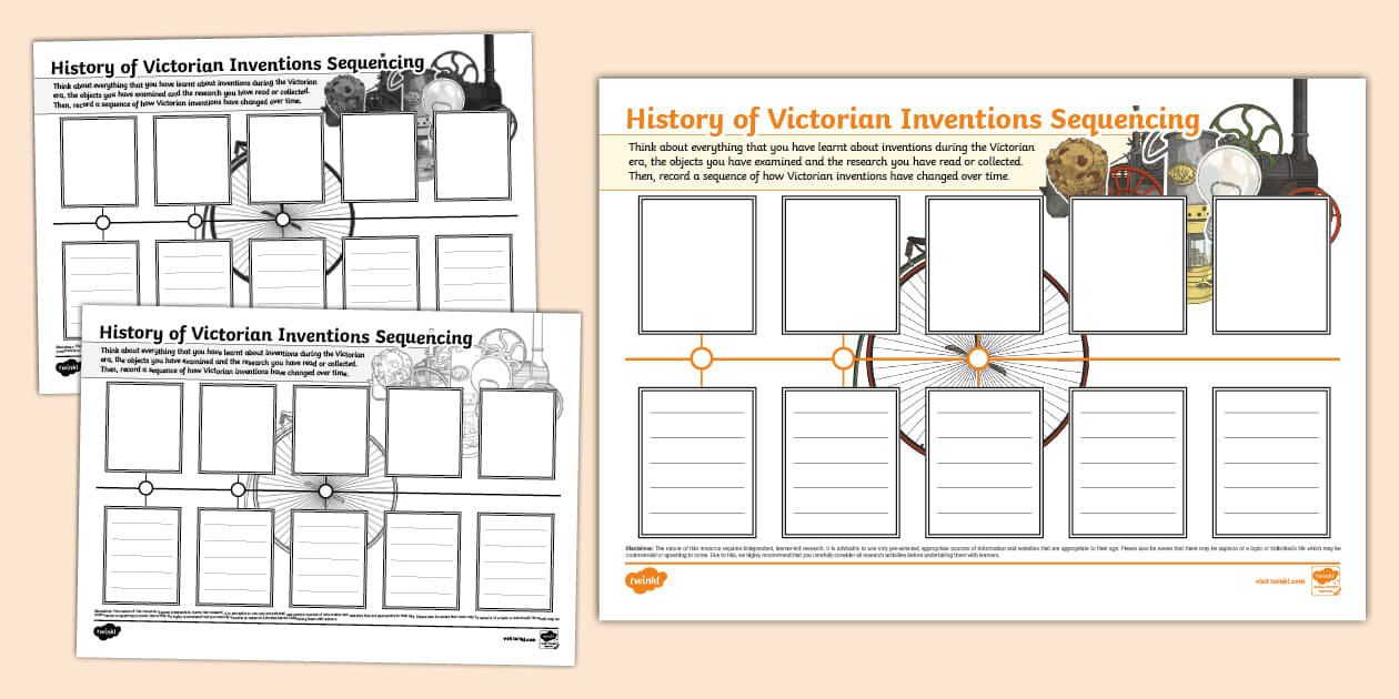 Victorian Inventions Sequencing Worksheet - Twinkl