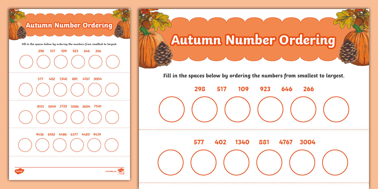 👉 KS2 Autumn-Themed Ordering Whole Numbers to 10 000 Activity