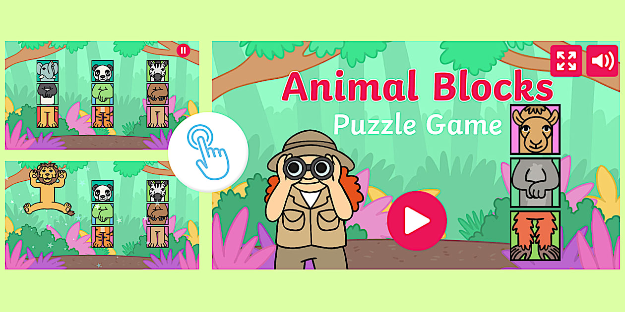 Interactive Animal Blocks Puzzle Game | Twinkl Go! - Twinkl