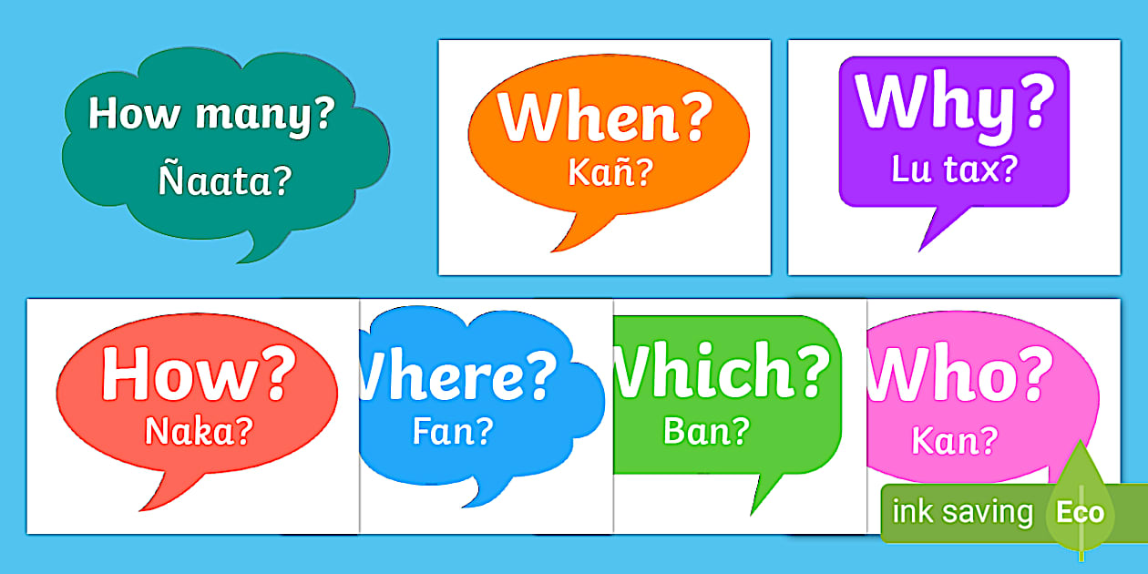 Question Words on Speech Bubbles English/Wolof - EAL - Twinkl