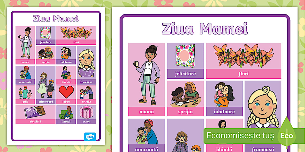 Ziua Mamei – Planșă cu vocabular (teacher made) - Twinkl