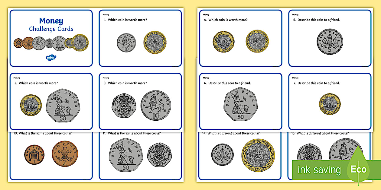 Year 1 Currency Maths Challenge Cards (teacher made)